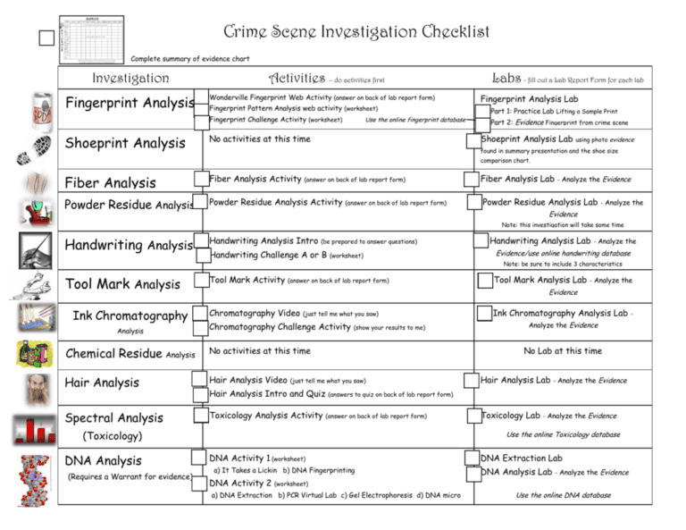Crime Scene Activity Worksheets — db-excel.com