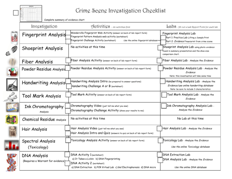 Crime Scene Documentation Worksheet — db-excel.com