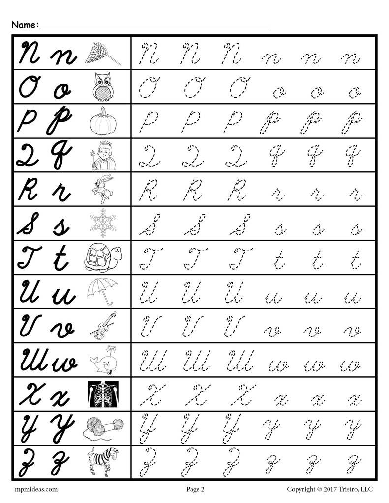 Cursive Letters Trace Letter Format Victorian Modern Db excel