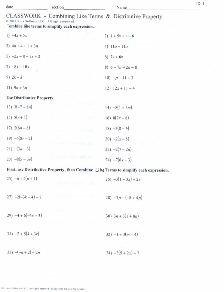 Distributive Property Combining Like Terms Worksheet Unique Db excel Distributive Property Combining Like Terms Worksheet Unique Db excel
