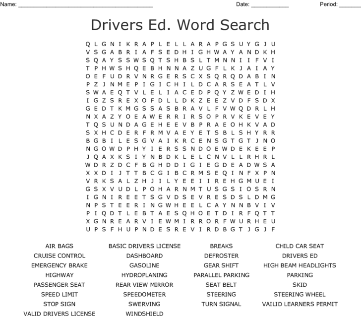 Driver Education Word Search Word — db-excel.com
