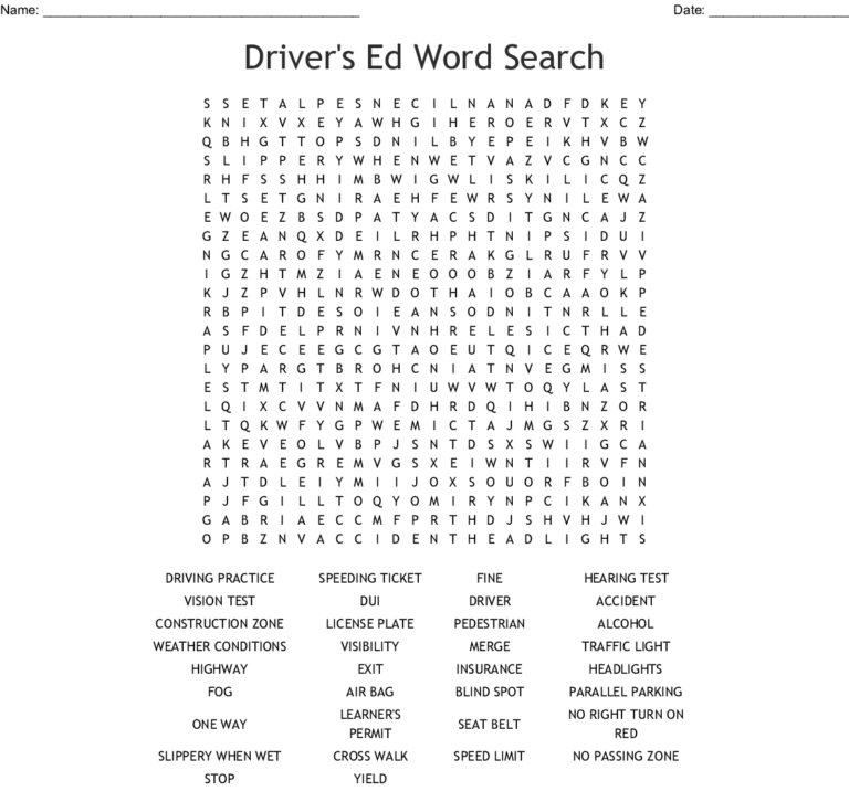 Printable Worksheets For Drivers Education — db-excel.com