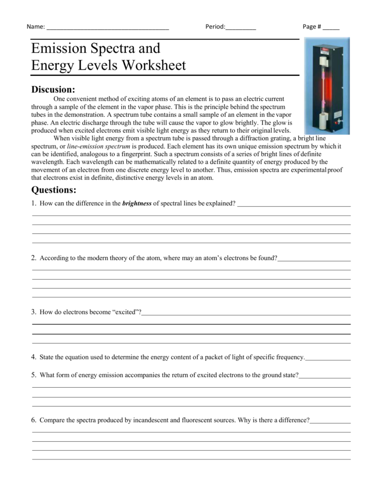 Atomic Spectra Worksheet Answers — db-excel.com