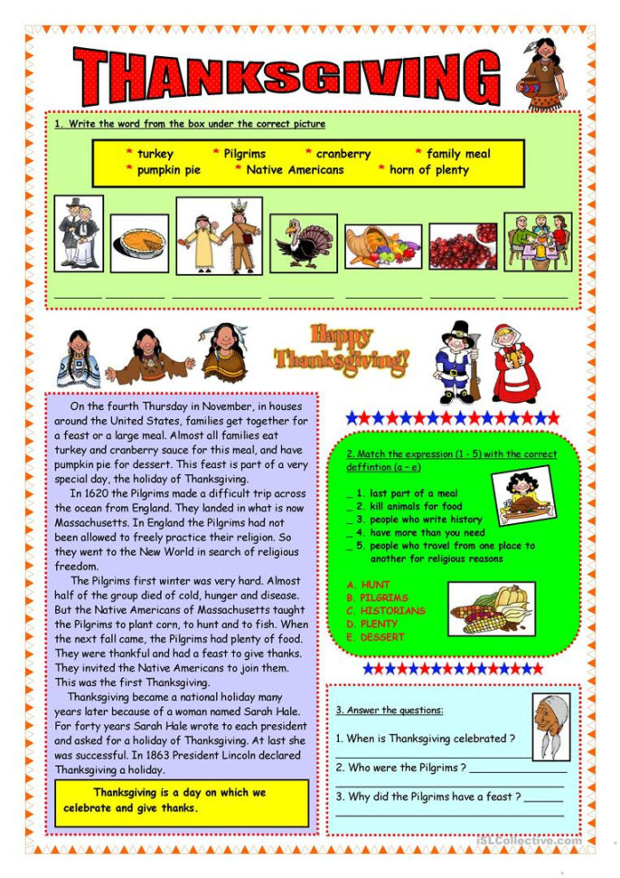 Esl Thanksgiving Worksheets Adults — db-excel.com