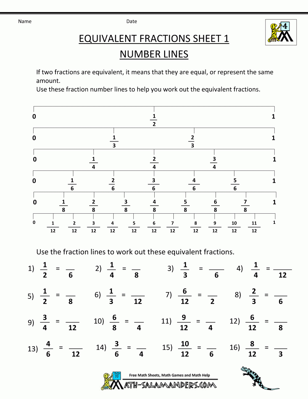 Equivalent Fractions Worksheet Equivalent Fractions Worksheet 2 