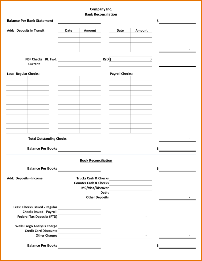 Example Bank Reconciliation Of Spreadsheet Checking — db-excel.com