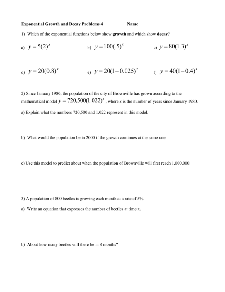 Exponential Growth And Decay Word Problems Worksheet Answers — db-excel.com
