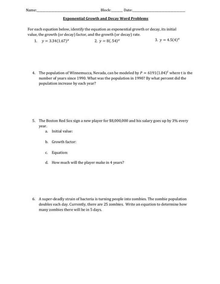 Exponential Growth And Decay Word Problems — db-excel.com