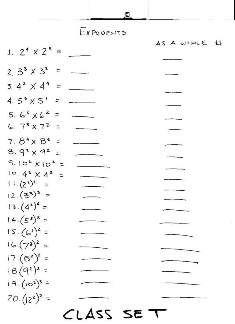 Exponents Worksheets Grade 7 – Bluedotsheetco — db-excel.com