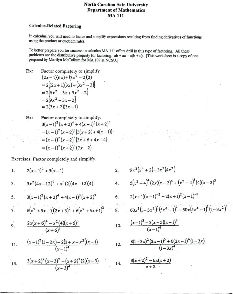 Factoring Expressions Worksheet — db-excel.com