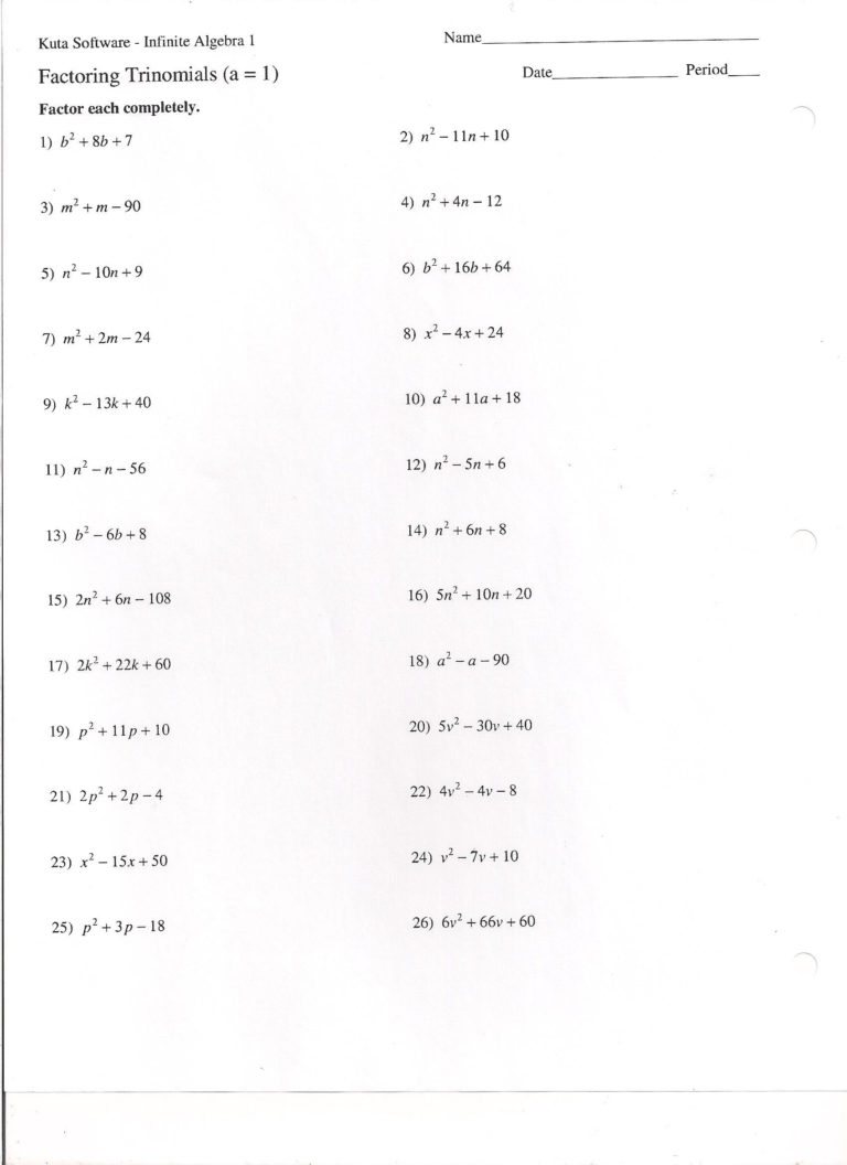 Worksheet Factoring Trinomials Answers Key Db excel Worksheet Factoring Trinomials Answers Key Db excel