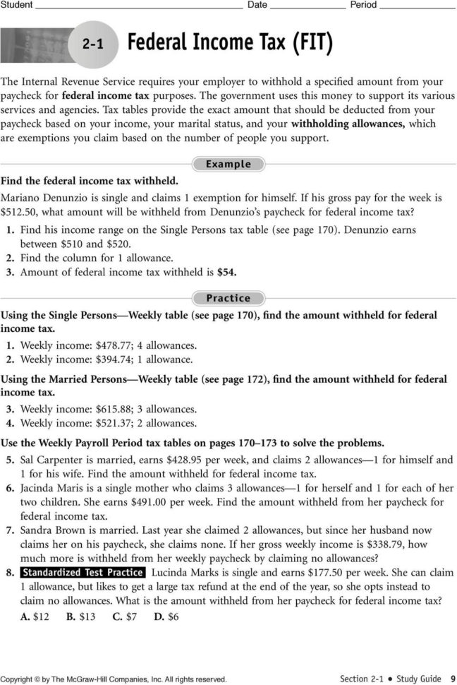Federal Income Tax Worksheet — db-excel.com