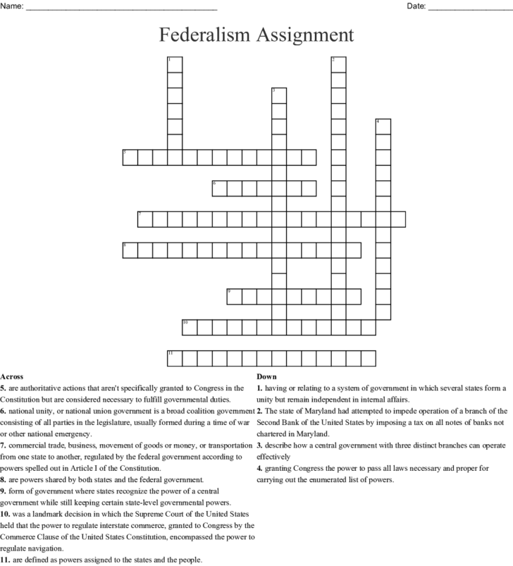 Federalism Assignment Crossword Word — db-excel.com