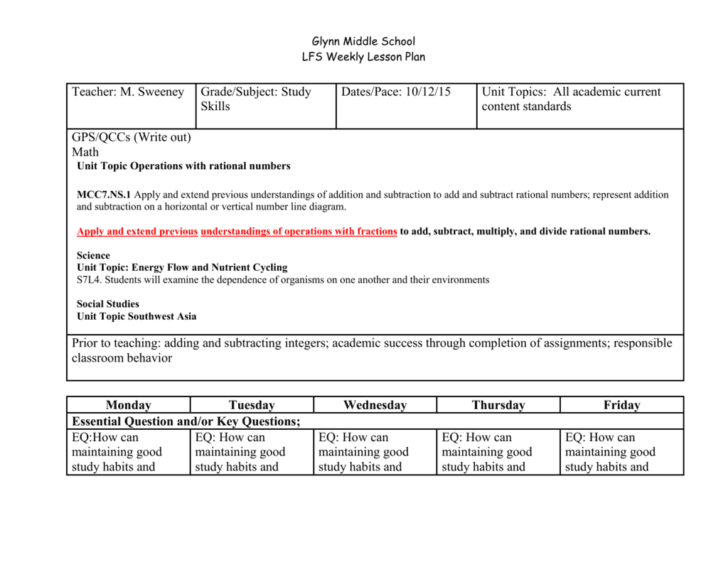 Study Skills Worksheets Middle School — db-excel.com