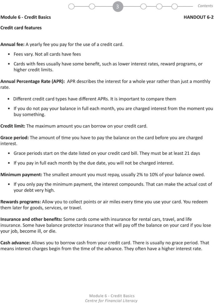 Financial Literacy Credit Basics Worksheet — db-excel.com