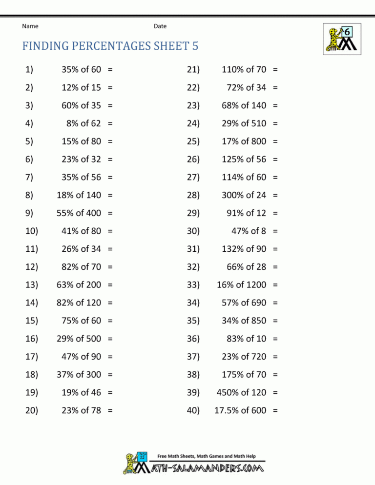 Finding Percentage Worksheets — db-excel.com