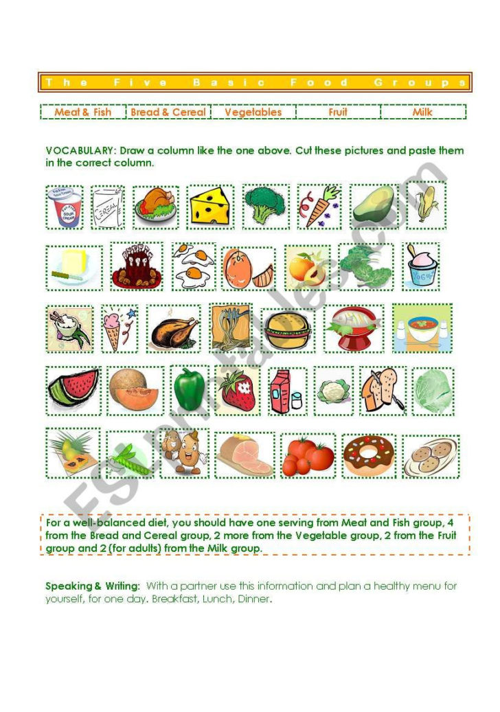 Five Basic Food Groups Esl Worksheetgisel — db-excel.com