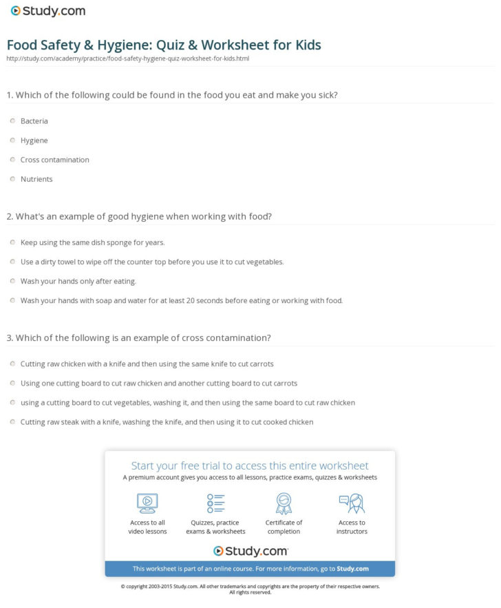 Food Safety Hygiene Quiz Worksheet For Kids Study — db-excel.com