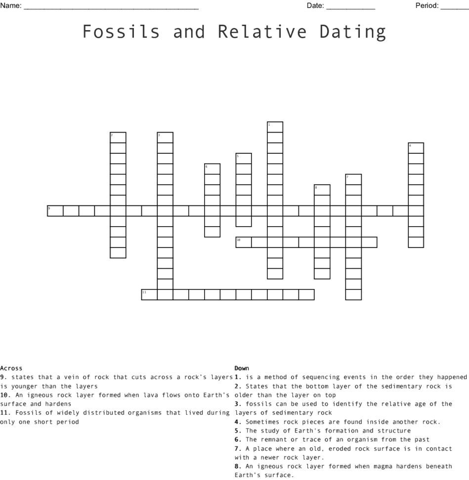 Fossils And Relative Dating Crossword Word — db-excel.com