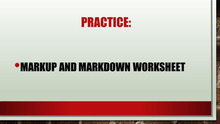 Markup And Markdown Worksheet Answers — db-excel.com