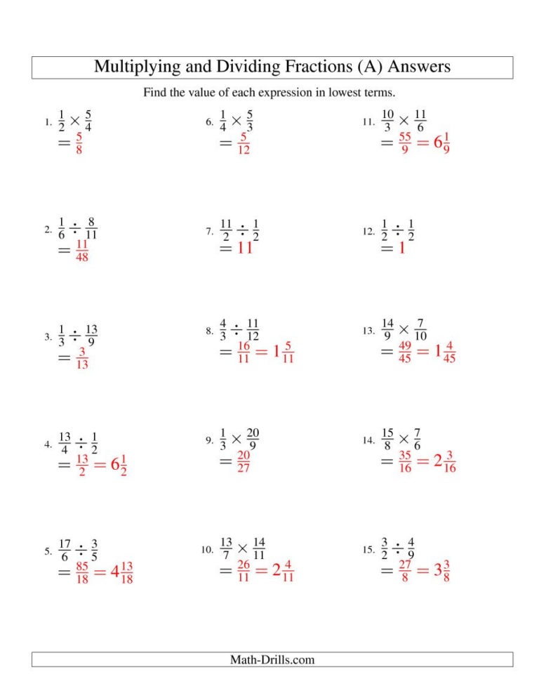Fractions Visual Worksheet Ltiplication And Division Of — db-excel.com