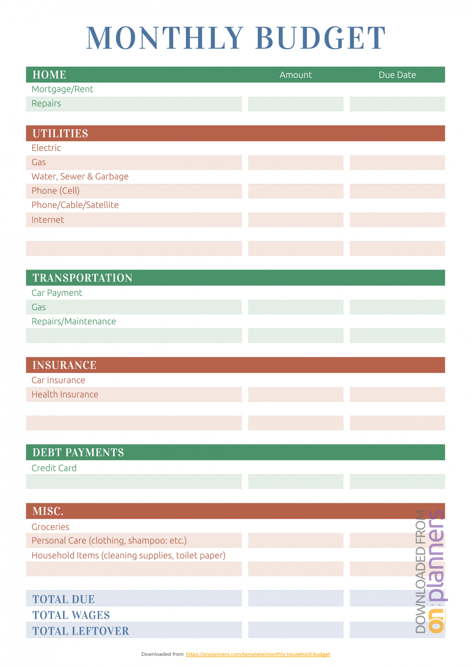 Household Budget Worksheets Db excel