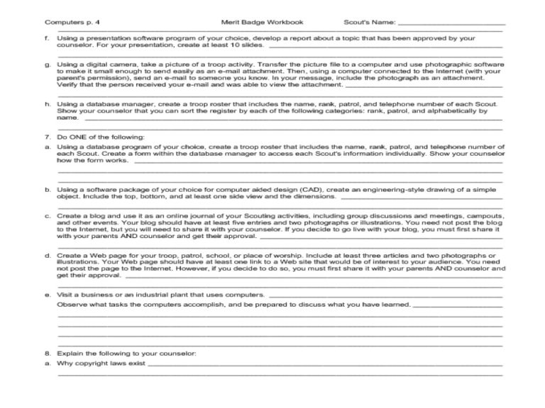 Chess Merit Badge Worksheet — db-excel.com