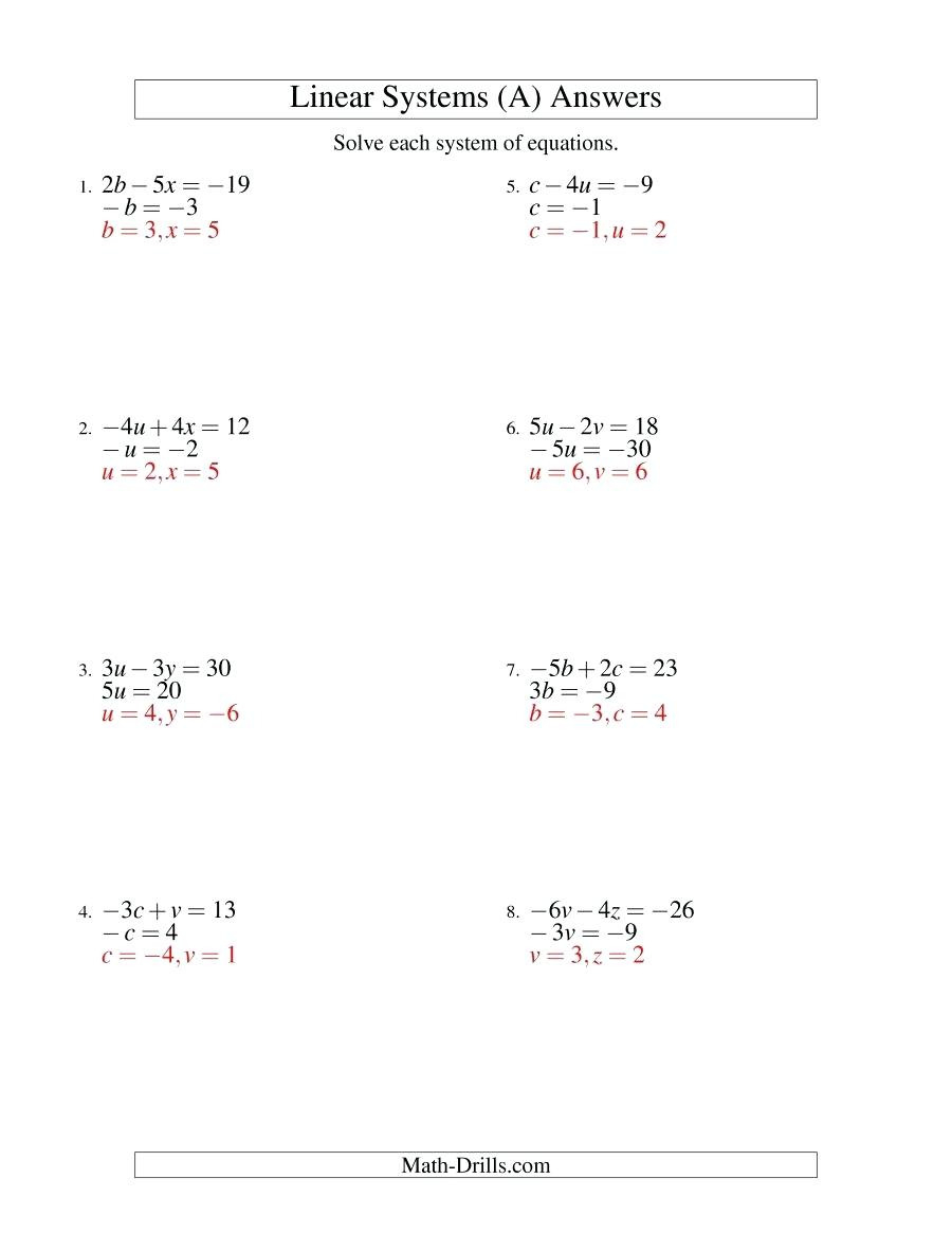 Solving Linear Equations Worksheet Answers Db excel