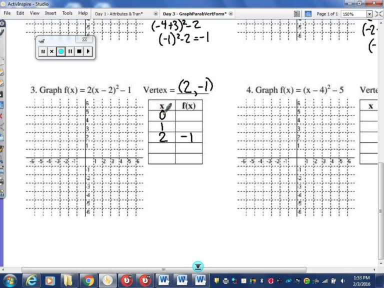 Graphing Parabolas In Vertex Form Worksheet — db-excel.com