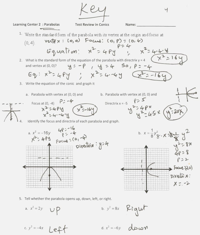 Graphing Parabolas In Vertex Form Worksheet — db-excel.com