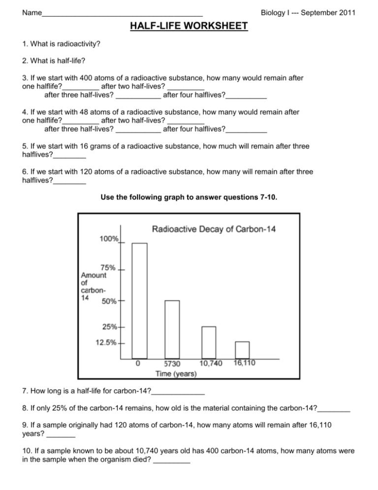 Half Life Worksheet Answer Key Db excel Half Life Worksheet Answer Key Db excel