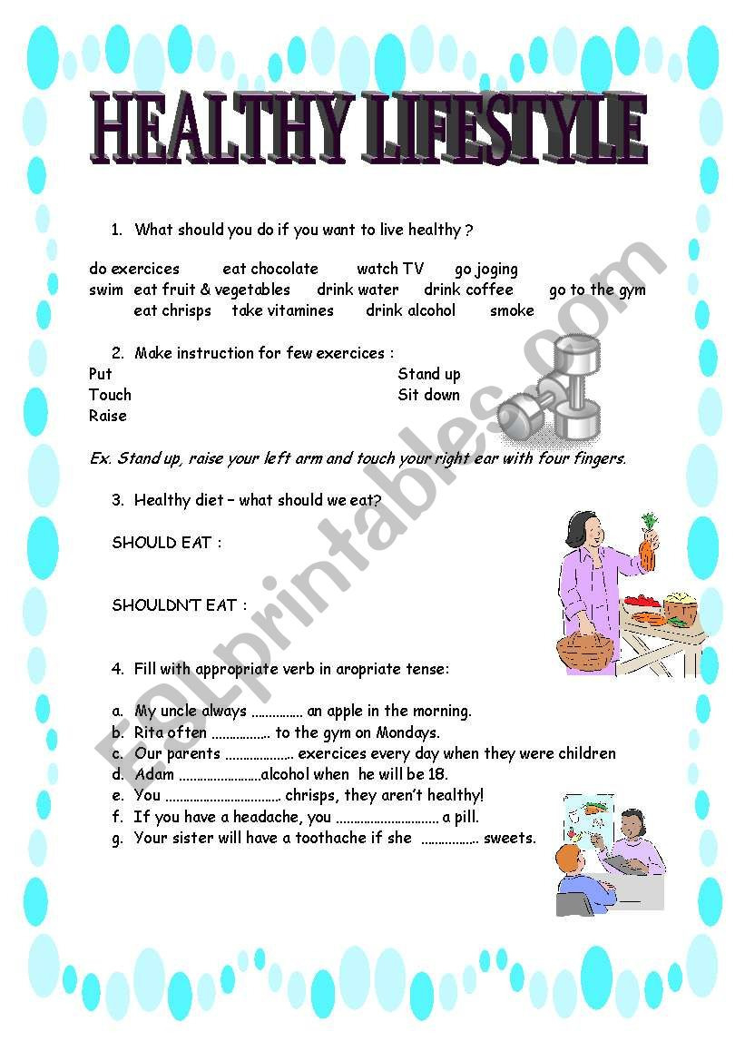 Worksheets On Healthy Living Worksheets On Healthy Living