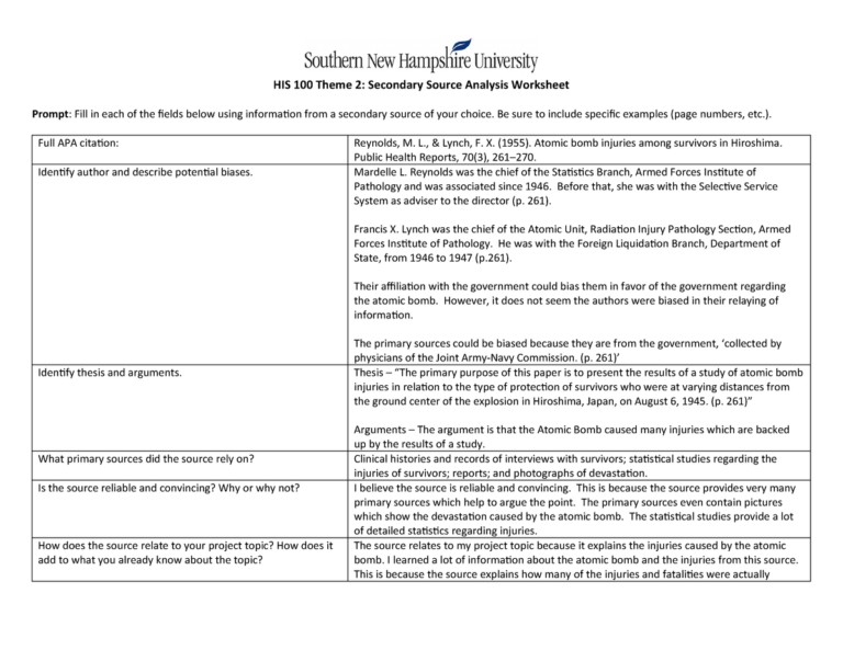 Primary Source Analysis Worksheet — db-excel.com