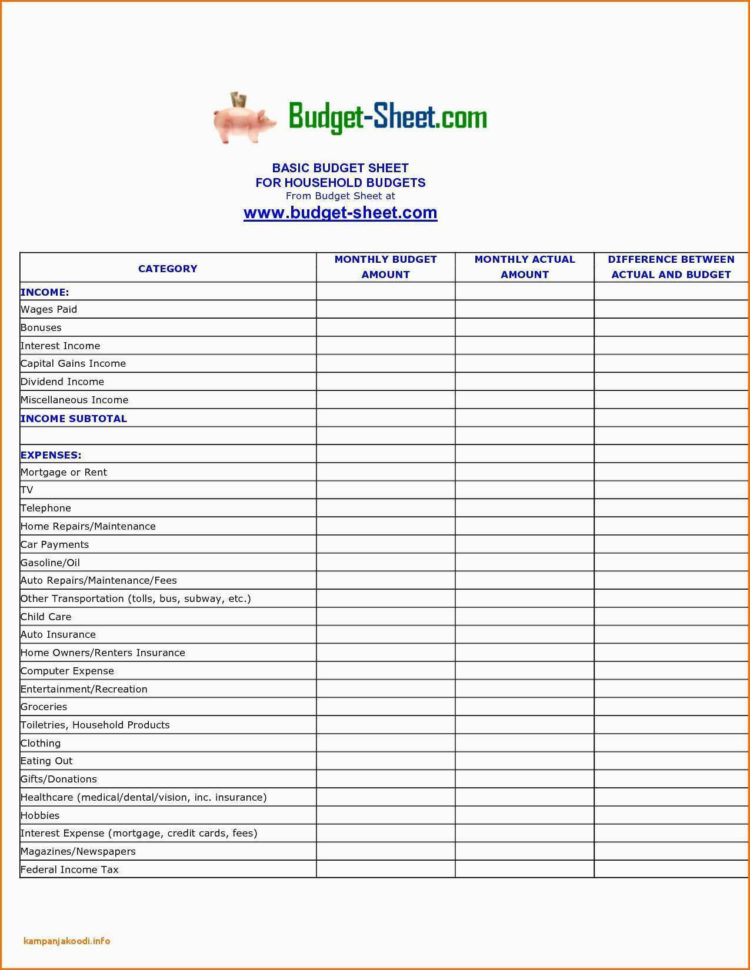 Household Expenses Spreadsheet Australia Sample Monthly Db excel
