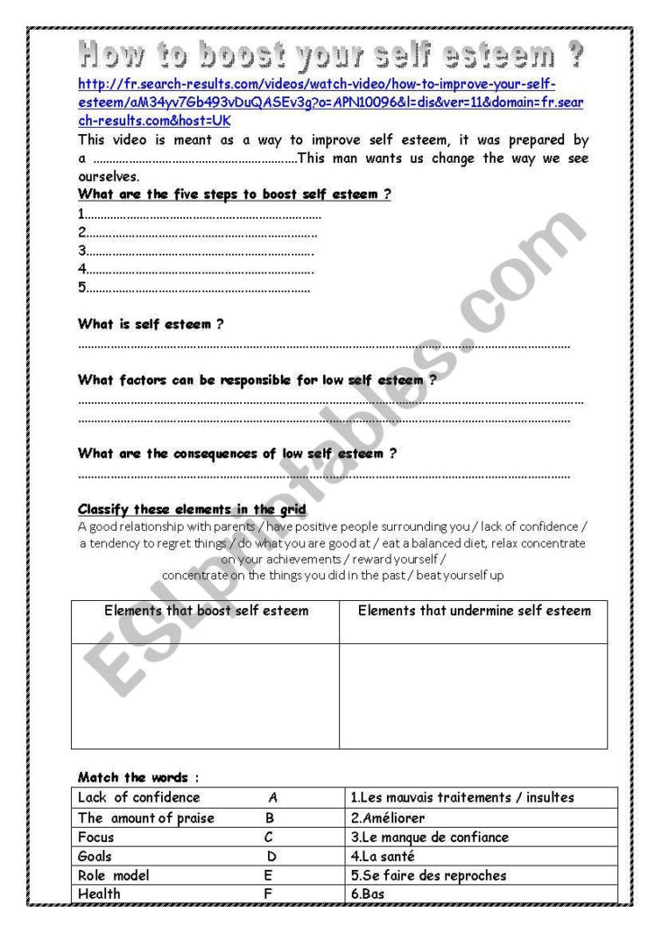 Improving Self Esteem Worksheets — db-excel.com
