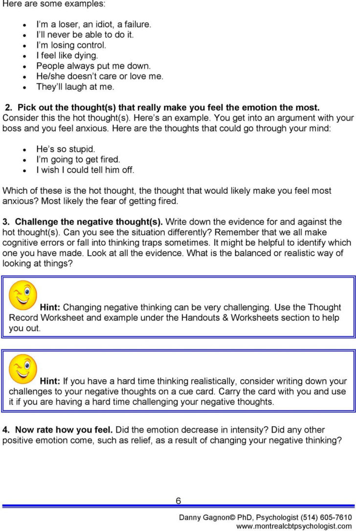 Challenging Negative Thoughts Worksheet — db-excel.com
