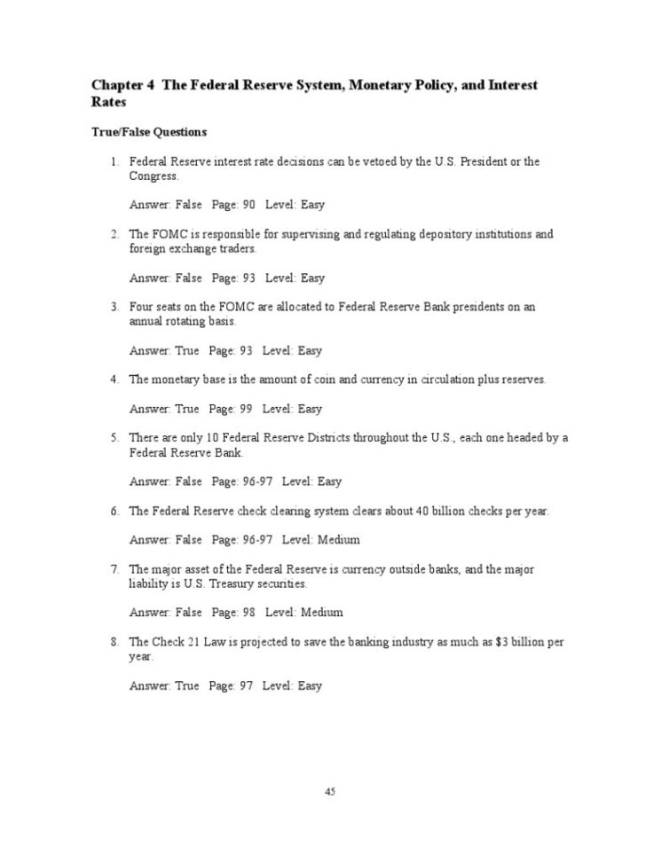 Tools Of The Federal Reserve Worksheet Answer Key — db-excel.com