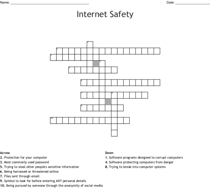 Internet Safety Crossword Word — db-excel.com