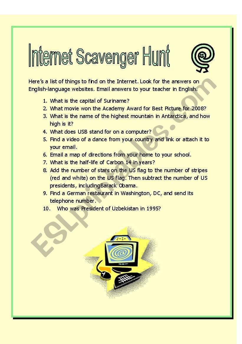 Internet Scavenger Hunt Esl Worksheetmoodymoody Db excel Internet Scavenger Hunt Esl Worksheetmoodymoody Db excel