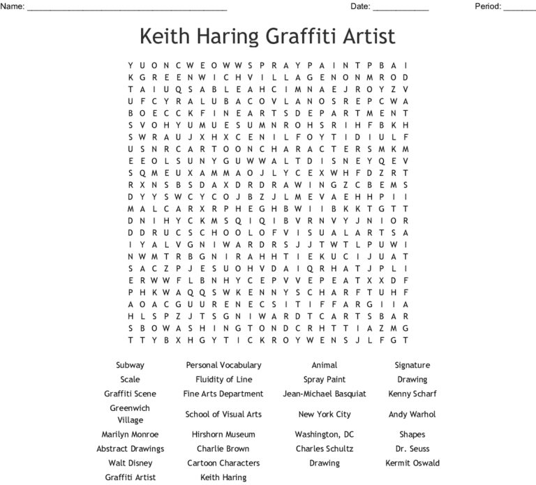 Keith Haring Graffiti Artist Word Search Word — db-excel.com