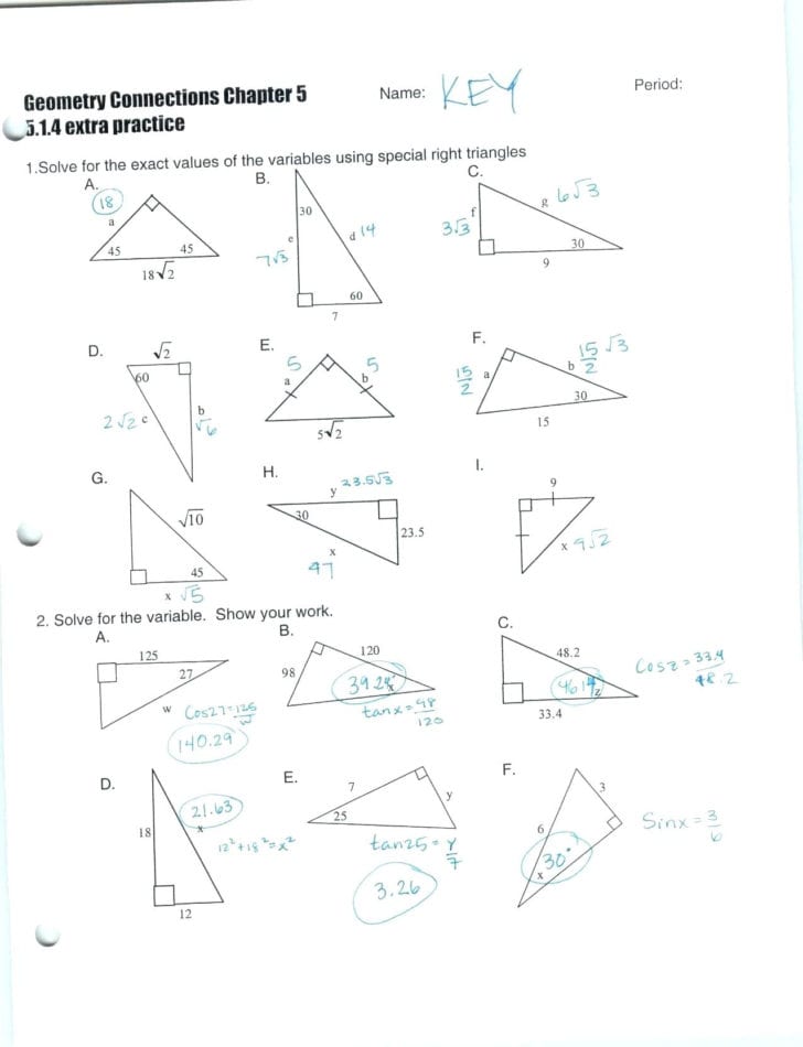 Right Triangle Trigonometry Worksheet Answers — db-excel.com