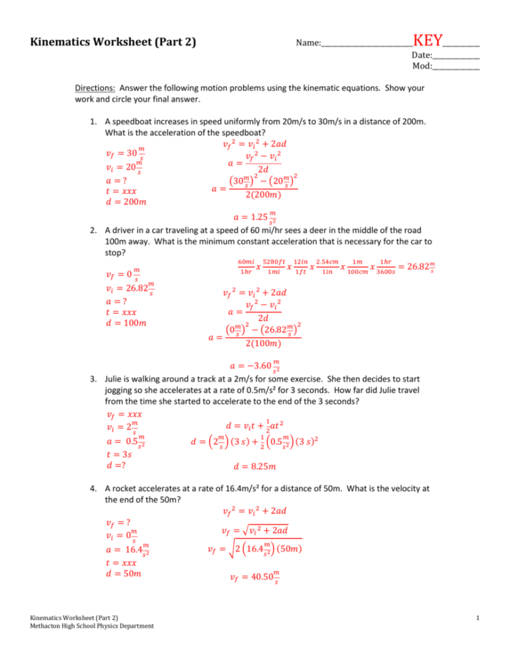 Worksheet Motion Problems Part 2 Answer Key — db-excel.com