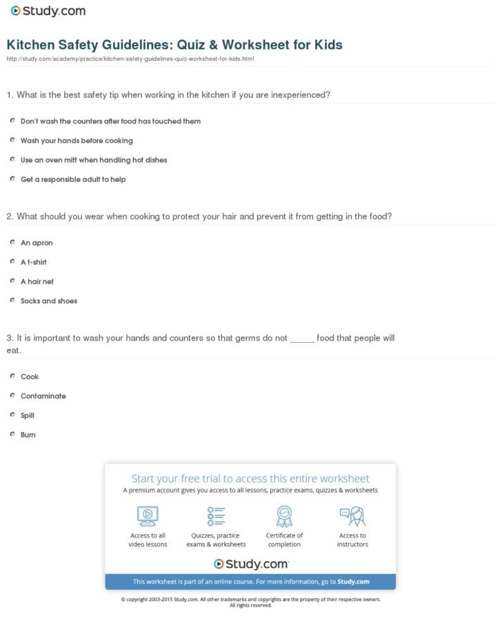 Kitchen Safety Guidelines Quiz Worksheet For Kids Study — db-excel.com