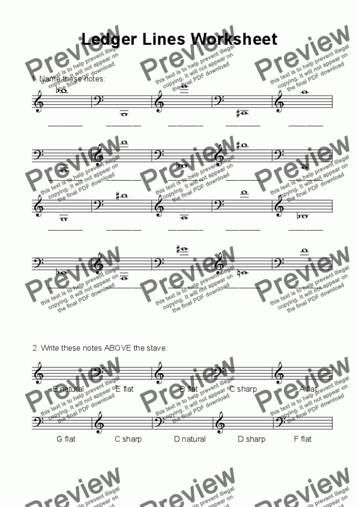 Ledger Lines Worksheet For Worksheetskevin Fairless Sheet Music Pdf ...