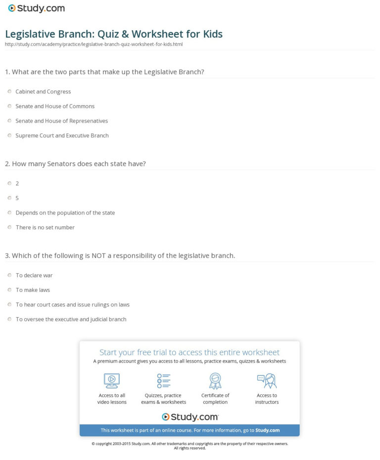 Our Courts The Legislative Branch Worksheet — db-excel.com