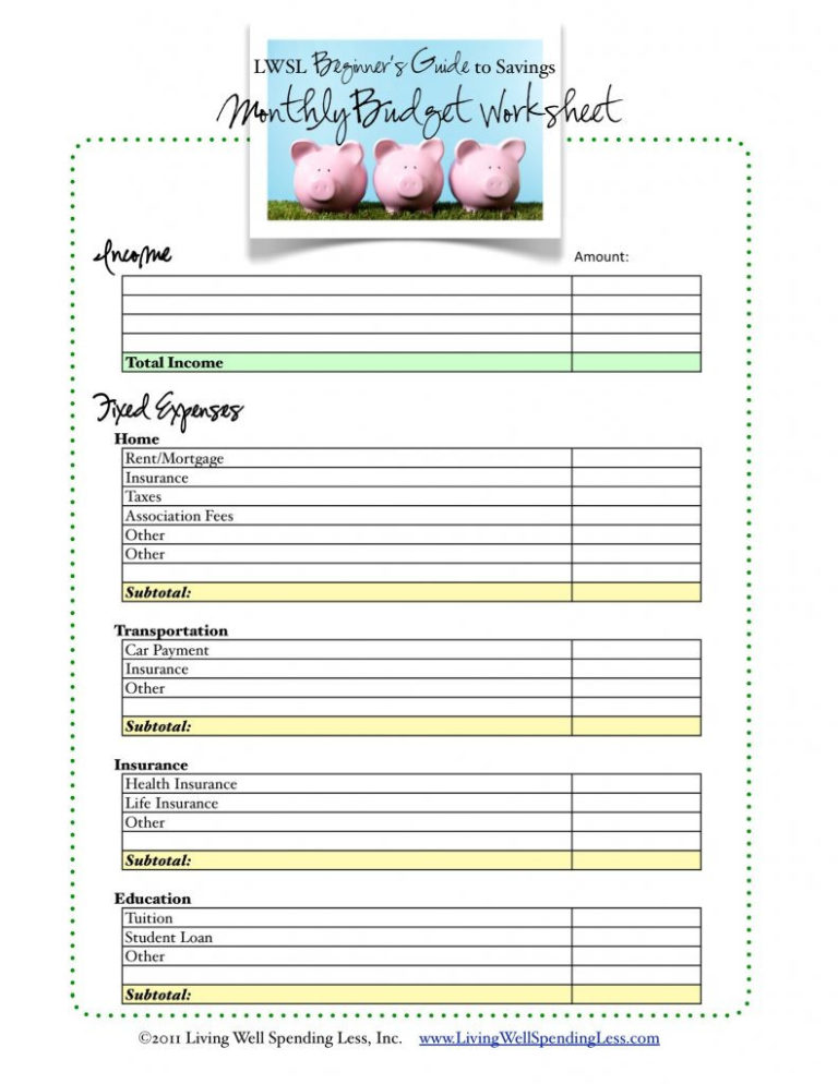 Living Expenses Spreadsheet Free Budget Worksheet Well — db-excel.com
