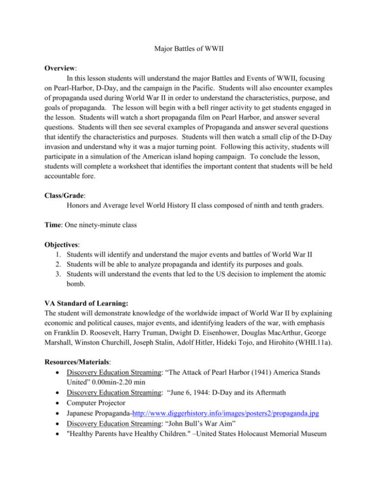 Major Battles Of Wwii Overview In This Lesson Students Will — db-excel.com