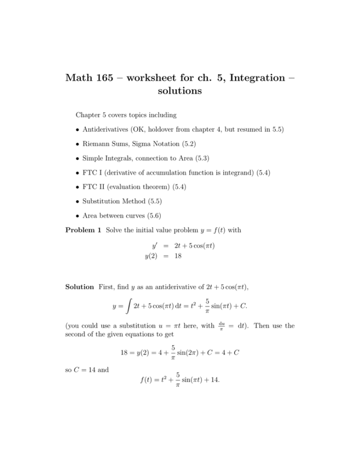 Integration By Substitution Worksheet — db-excel.com
