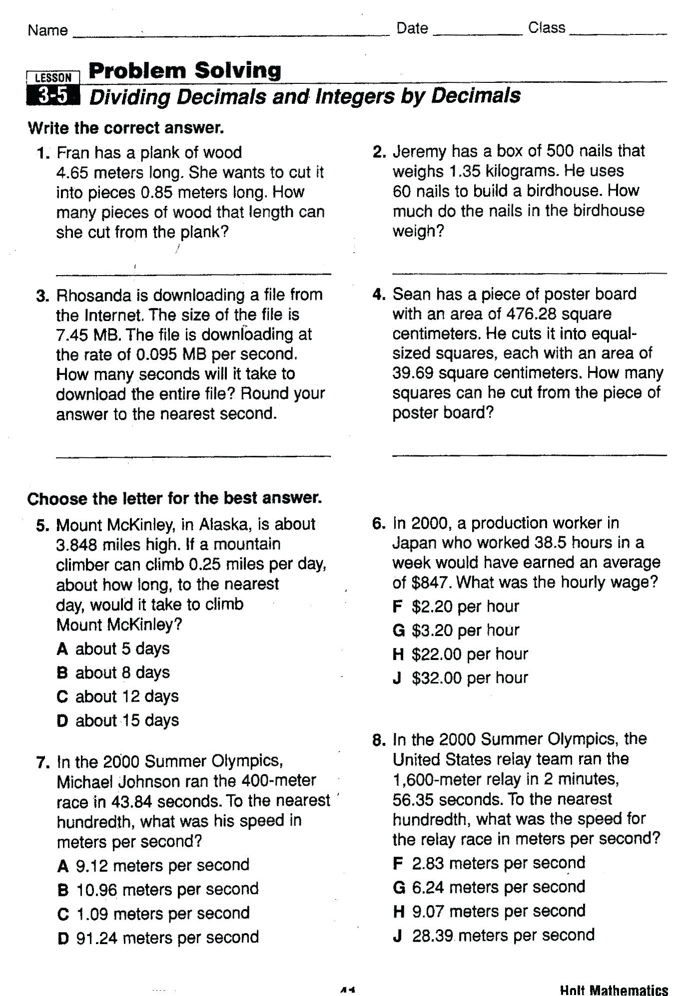 Math Word Problems With Solutions And Answers For Grade 7 Db excel