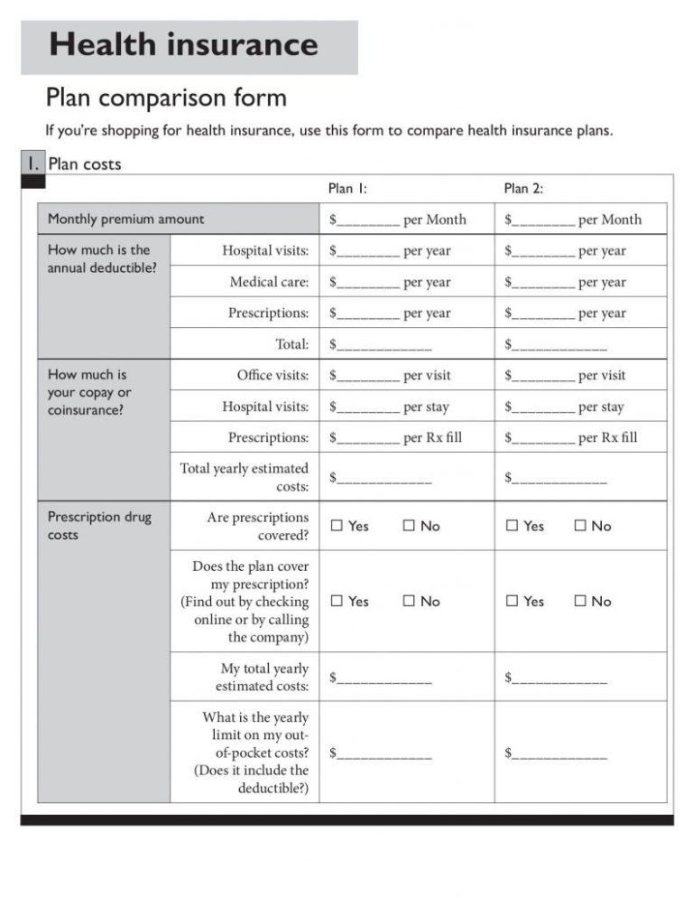 Medicare Drug Plan Comparison Worksheet — db-excel.com